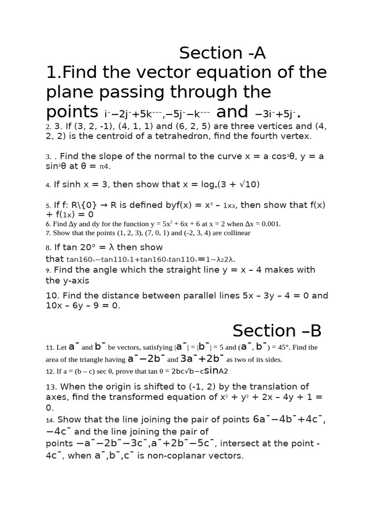 Vector Equations and Geometry Problems | PDF | Area | Line (Geometry)