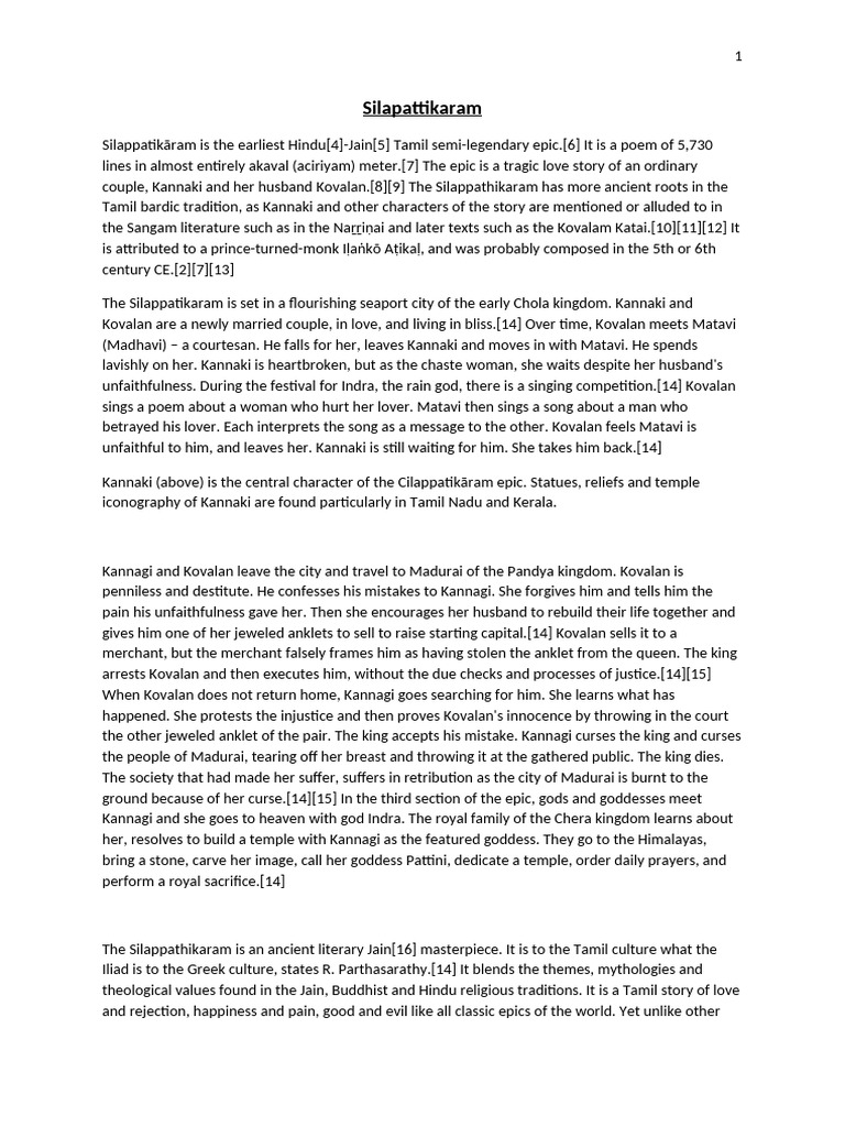 Silappatikaram - Book of Vanci | PDF