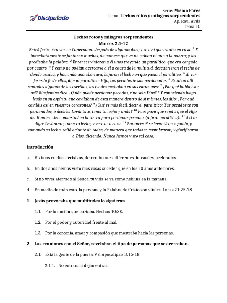 Milagros y Fe: Rompiendo Techos | PDF | Pecado | Jesús