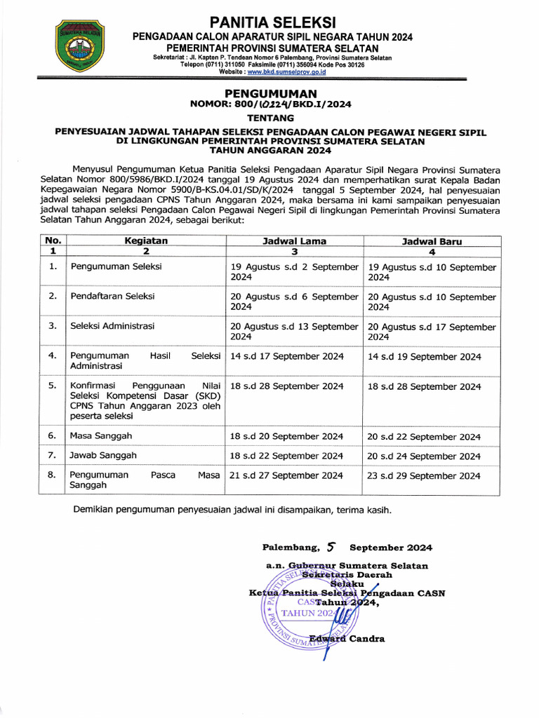 pengumuman perpanjangan seleksi administrasi | PDF