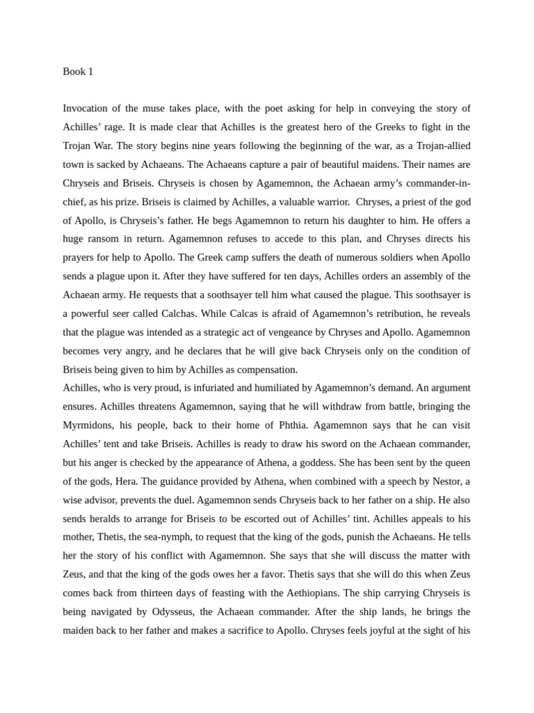 Iliad Summary | PDF | Hector | Achilles