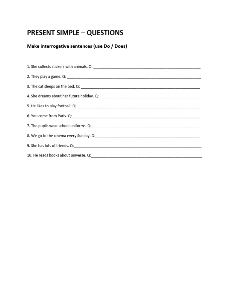 Present Simple Questions Practice | PDF