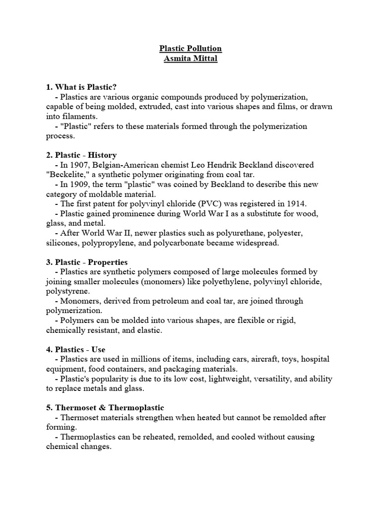 8 Plastic Pollution Pdf Plastic Thermoplastic