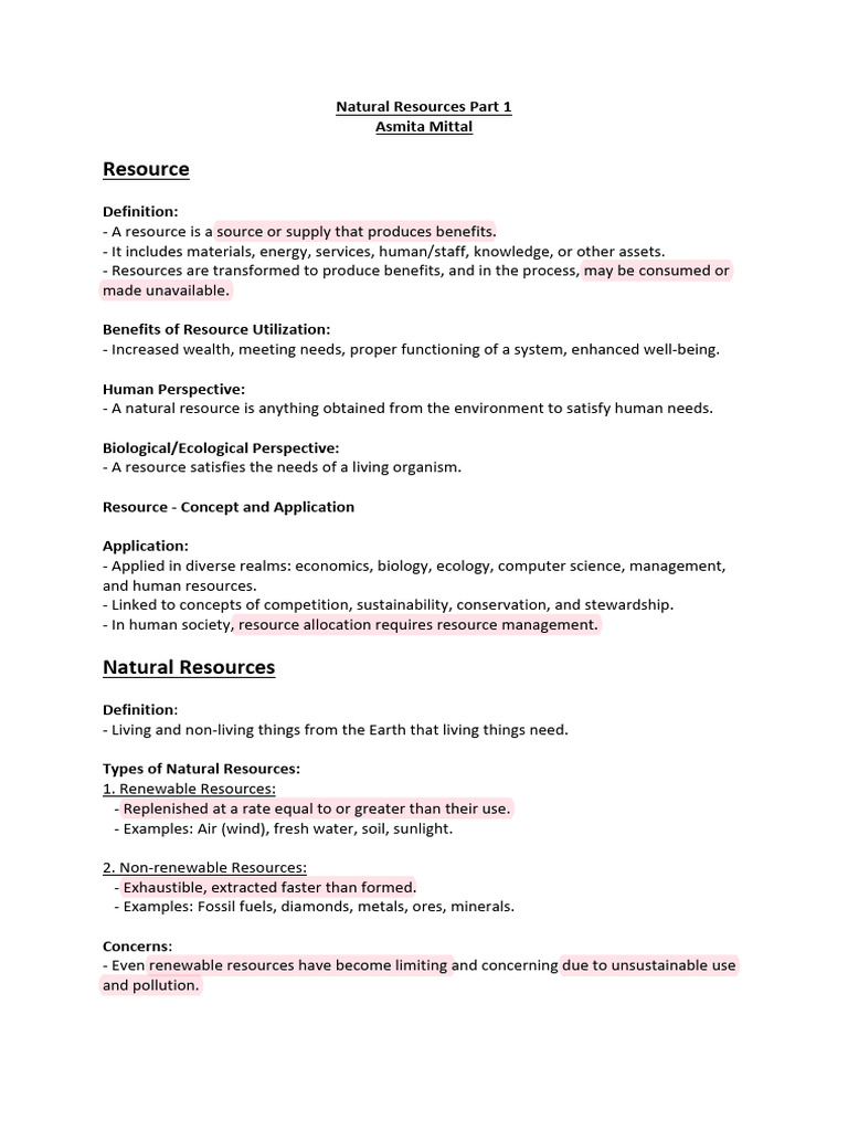 5. Natural Resources Part 1 | PDF | Minerals | Resource