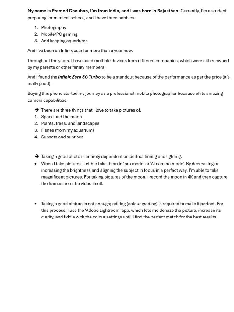 Infinix Photography Story | PDF | Camera | Digital Technology