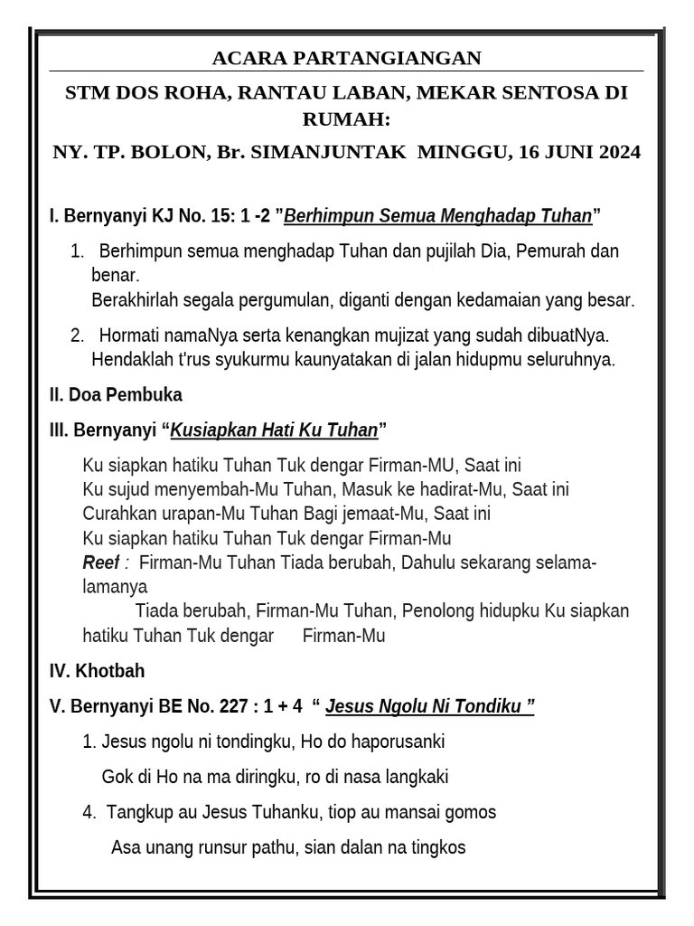 Acara Partangiangan | PDF