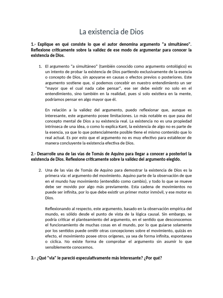 La existencia de Dios | PDF | Existencia | Existencia de dios