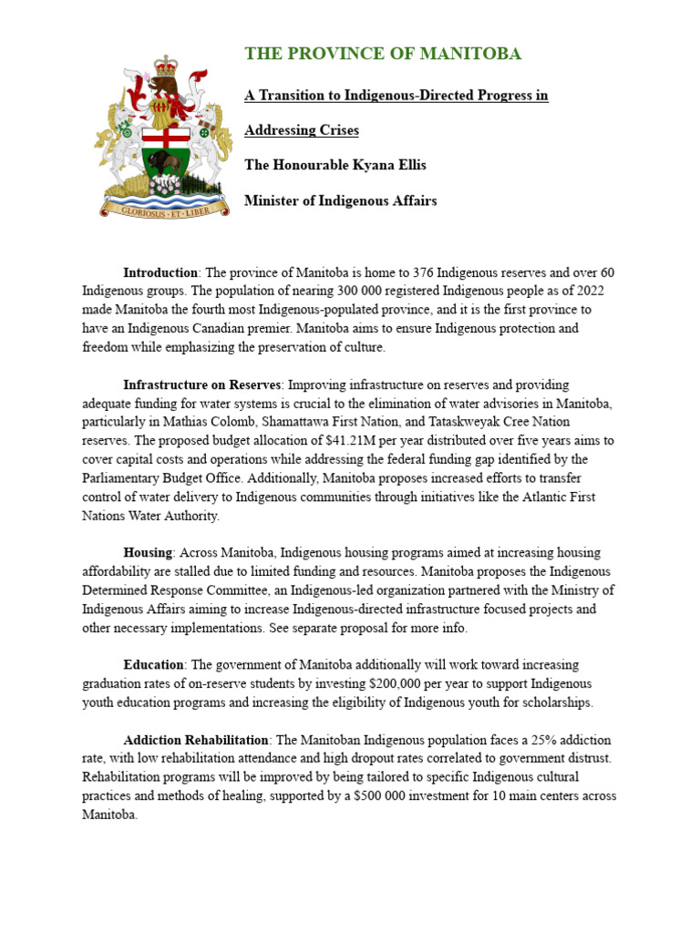 Manitoba Ministry of Indigenous Affairs Position Paper | PDF