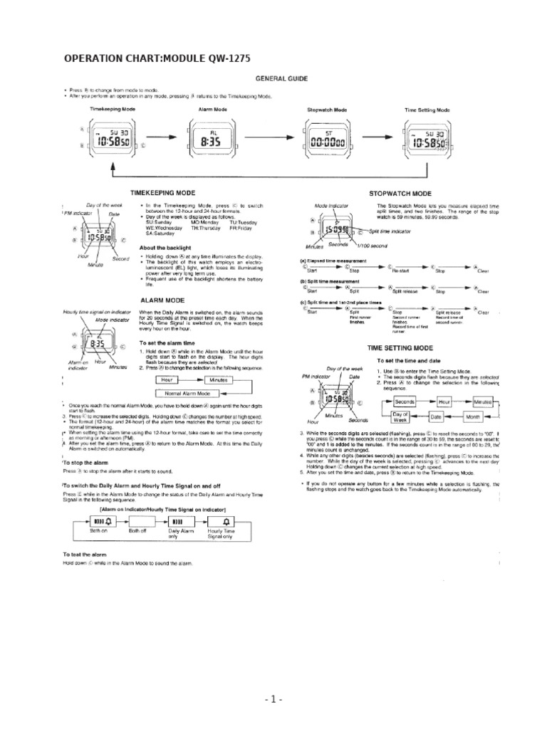 Manual de Usuario Casio Illuminator A168W-1 | PDF