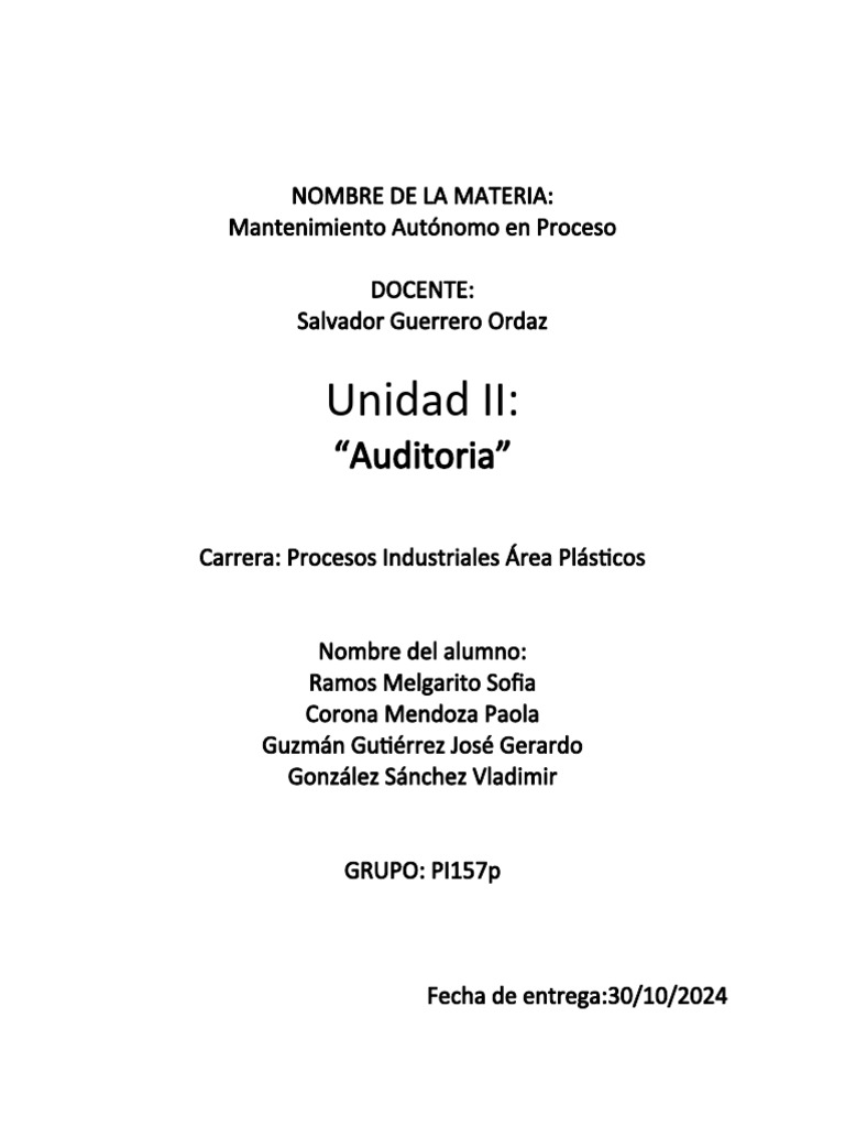 Auditoria-2 | PDF | Calidad (comercial) | Iso 9000