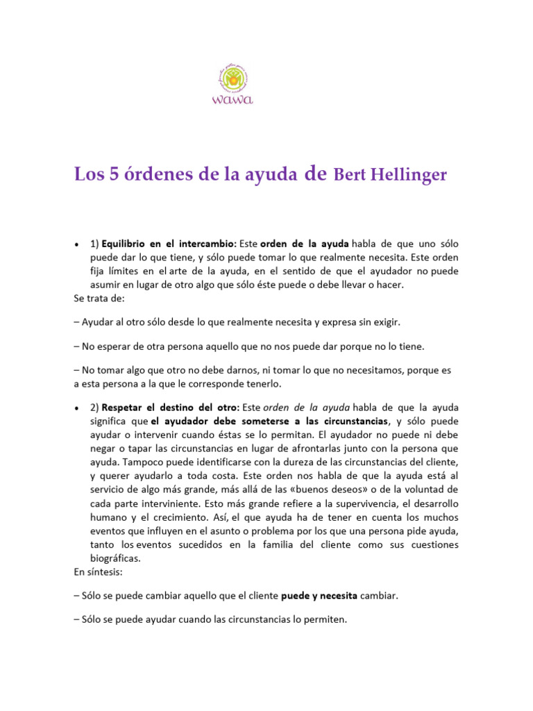 Los 5 Órdenes de La Ayuda de Bert Hellinger | PDF | Empatía | Amor