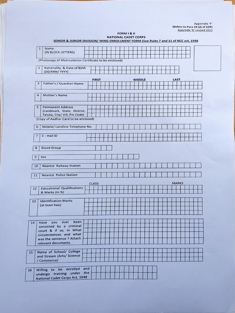 NCC Enrollment PDF | PDF