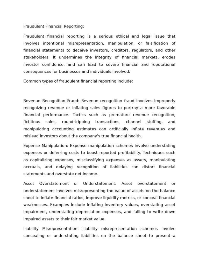 Fraudulent Financial Reporting | PDF | Internal Control | Audit