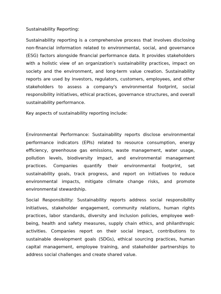 Sustainability Reporting Pdf Sustainability Economies