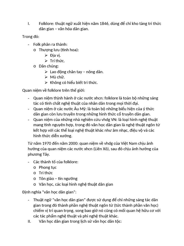 Bài 1. Định nghĩa Folklore và sự hình thành phát triển của vhdg vs vhv | PDF