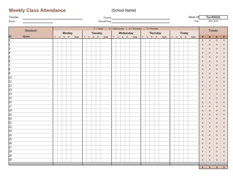 Weekly Class Attendance Report 2021 | PDF
