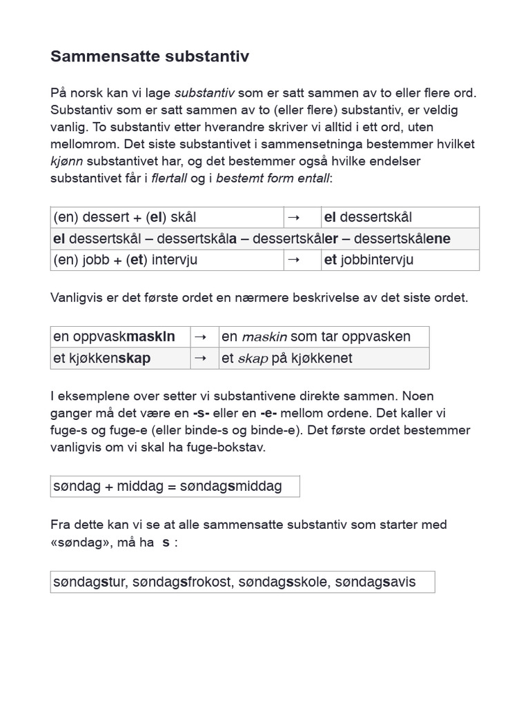 Sammensatte Substantiv W4 | PDF