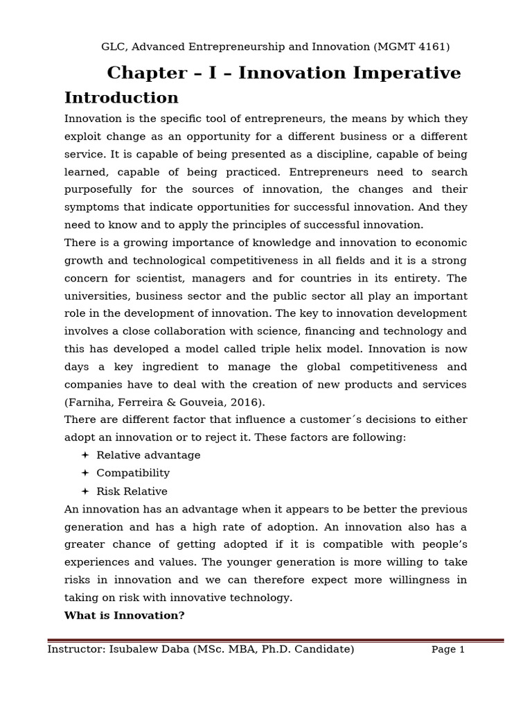 Advanced E and I ch1 | PDF | Entrepreneurship | Innovation