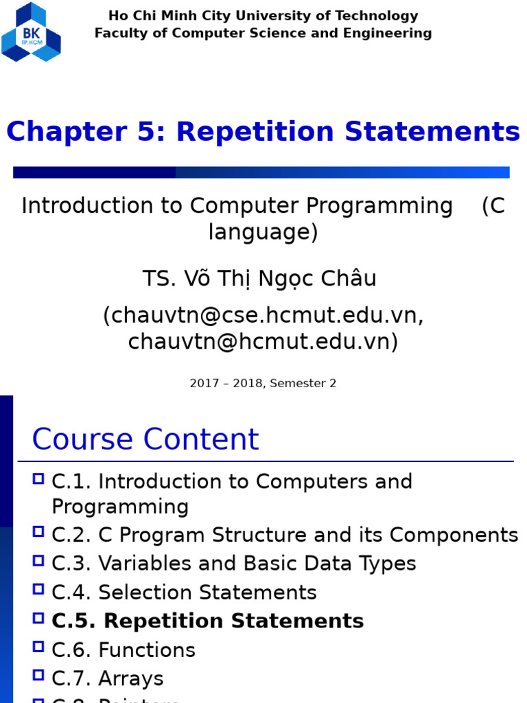 CO1003 - Chapter 5 - Repetition Statements | PDF | Control Flow | C (Programming Language)