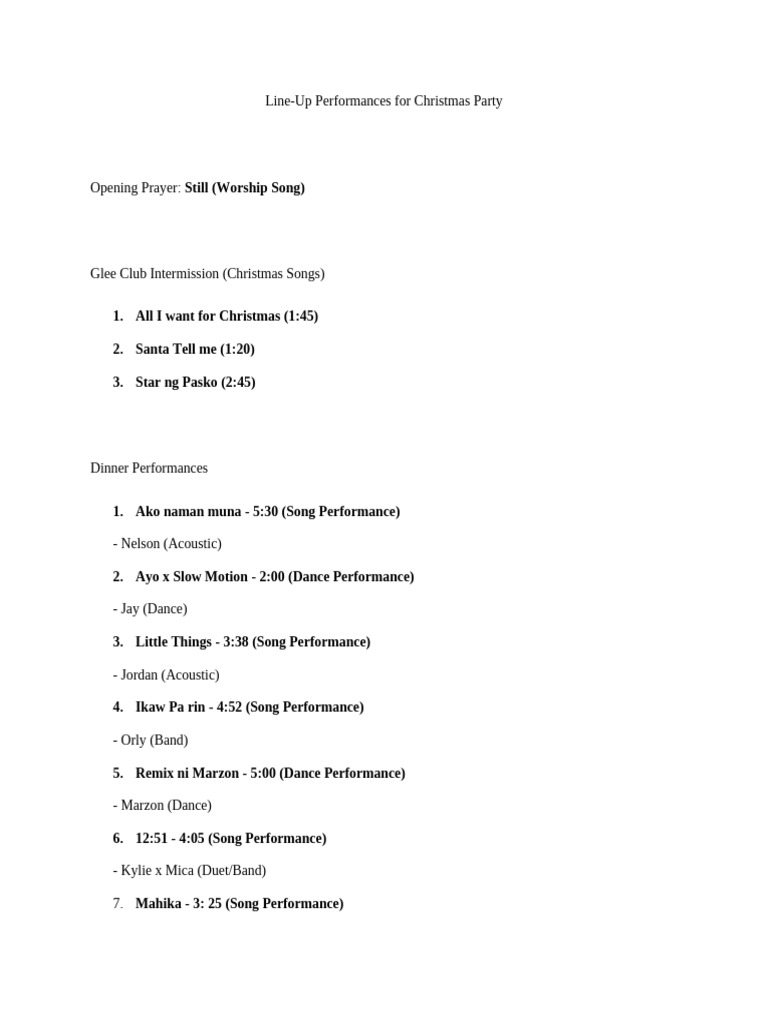 Line Up Performances | PDF