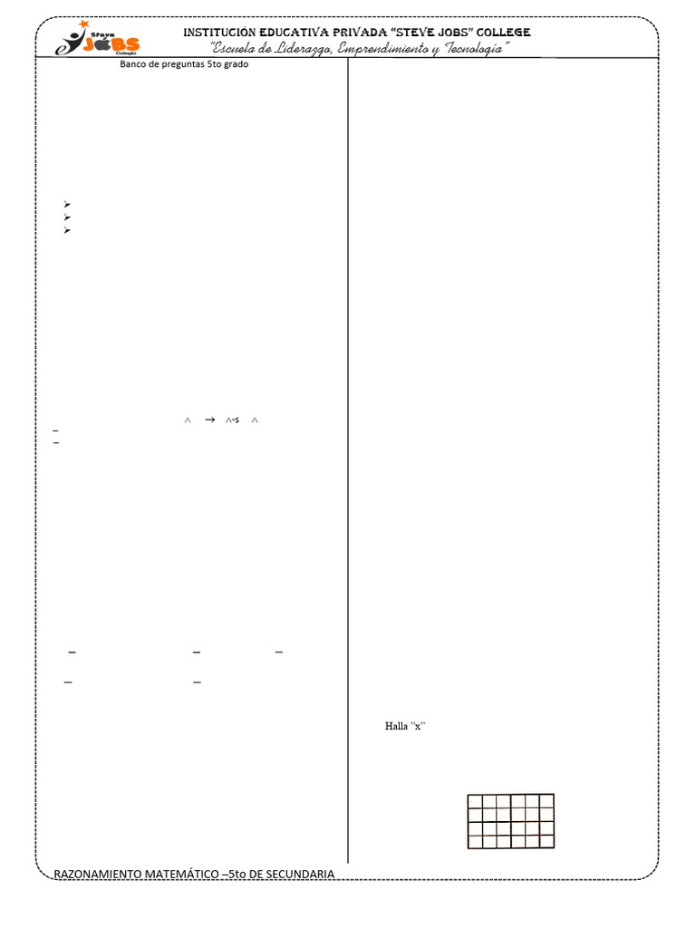 Banco de Preguntas RM 5to | PDF