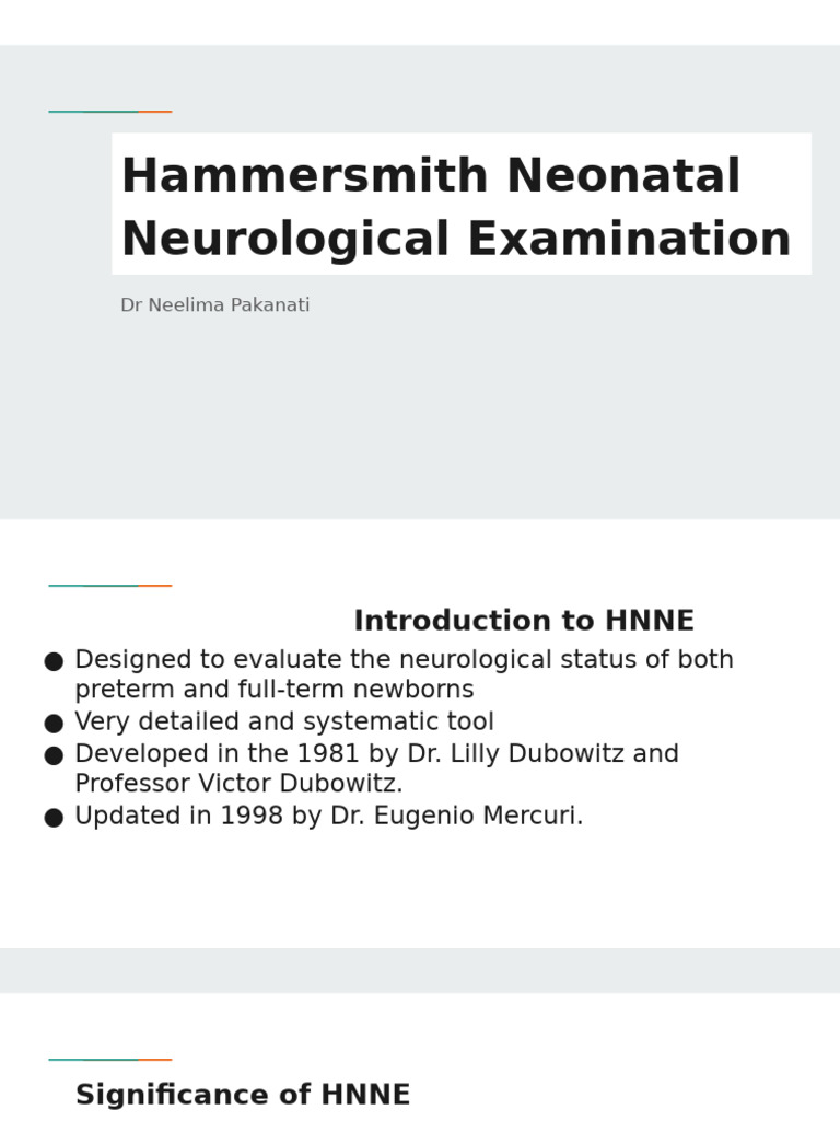 Hammersmith Neonatal Neurological Examination | PDF