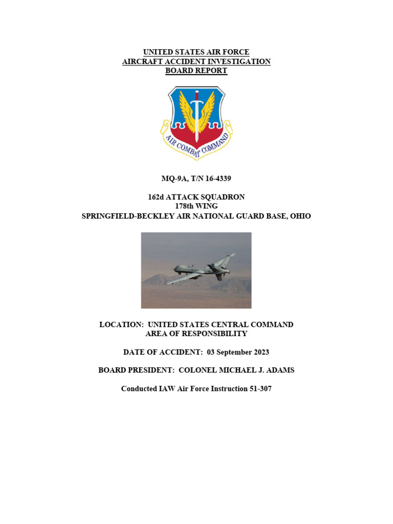 Accident Investigationboard Report MQ-9A | PDF | Unmanned Aerial ...
