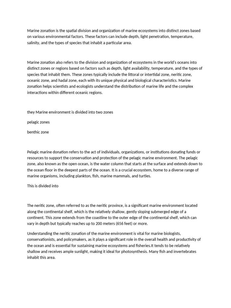 Understanding Marine Zonation | PDF | Oceans | Benthic Zone
