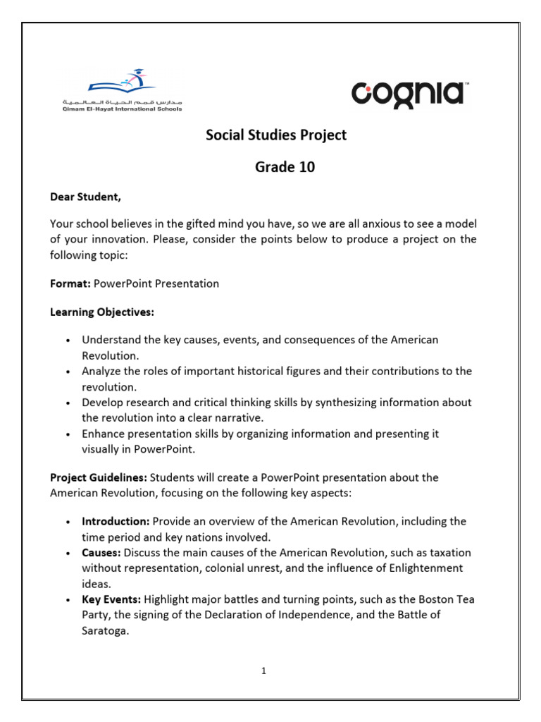 Social Grade 10 Project | PDF | American Revolution | Microsoft Power Point