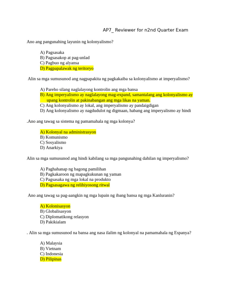 AP7 - Reviewer For 2nd Periodical Exam | PDF