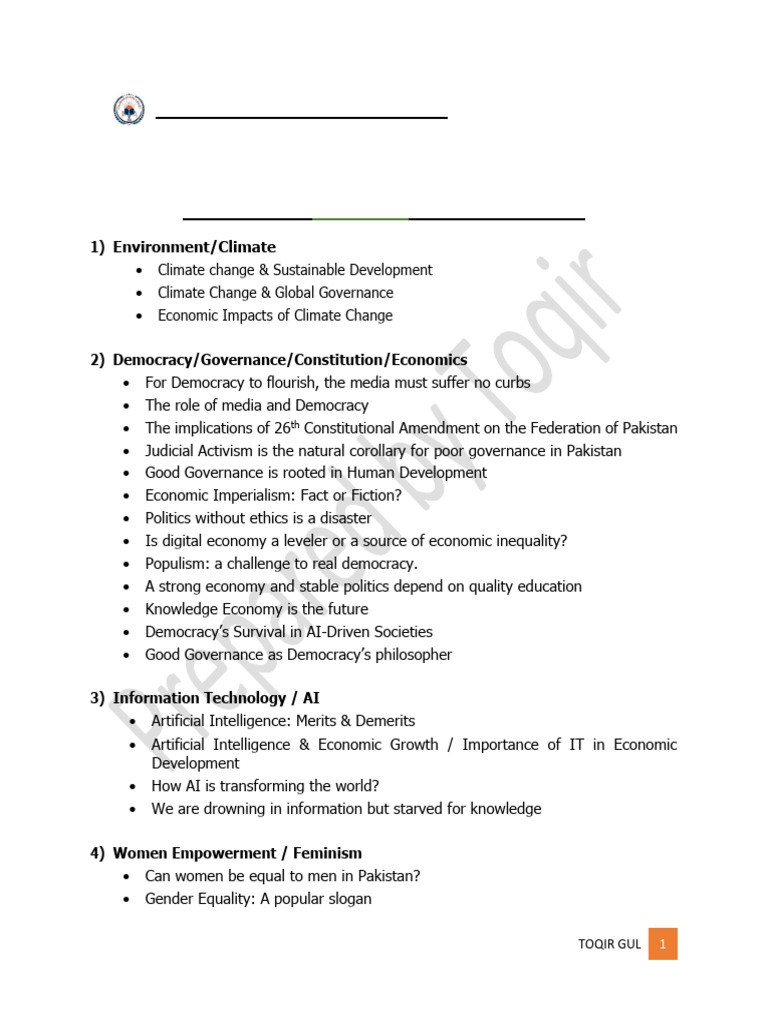 Imp Essays For PPS by Toqir Gul | PDF | Artificial Intelligence | Intelligence (AI) & Semantics