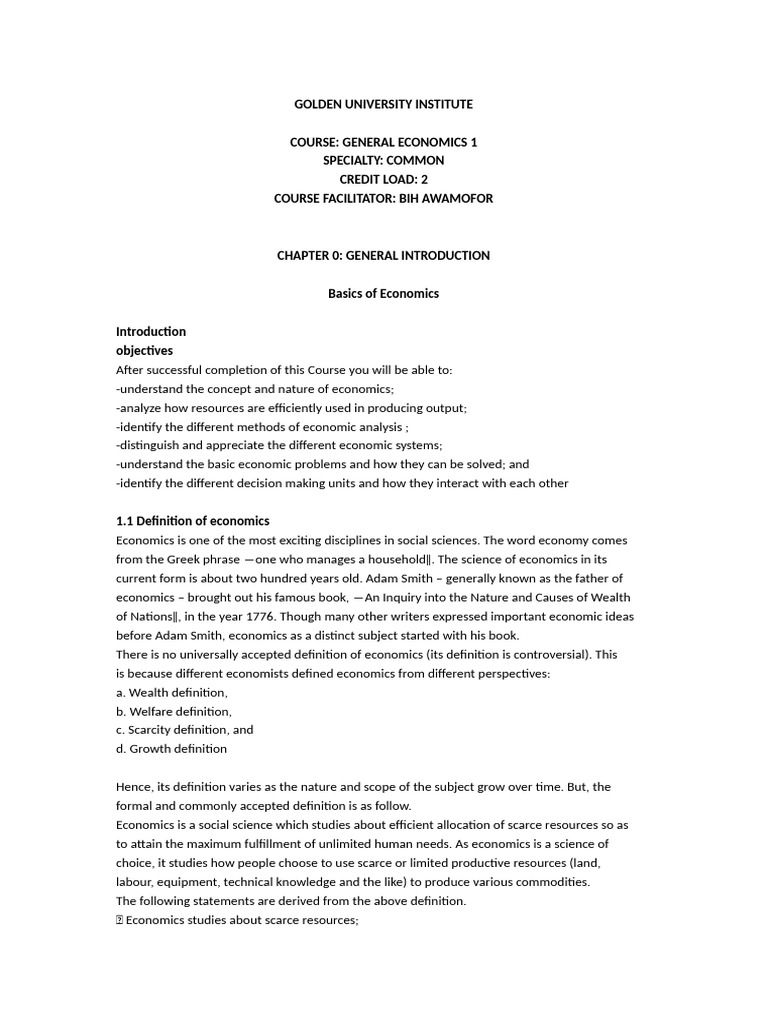 Introduction to General Economics Concepts | PDF | Economics ...
