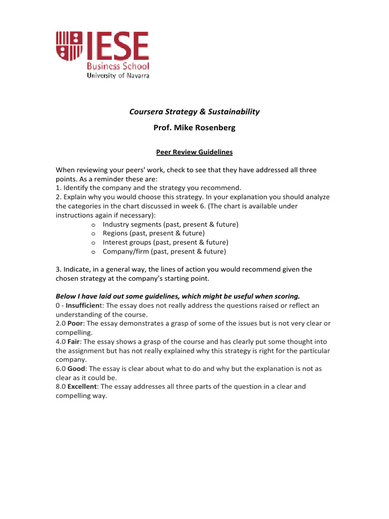 Peer Review Guidelines for Strategy Analysis | PDF