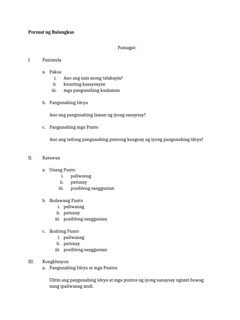 Pormat NG Balangkas | PDF