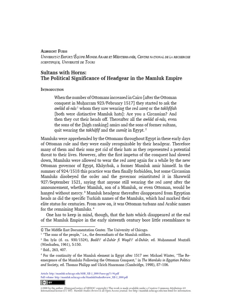 Memluk Sultanların Başlıkları | PDF | Caliphate | Headgear
