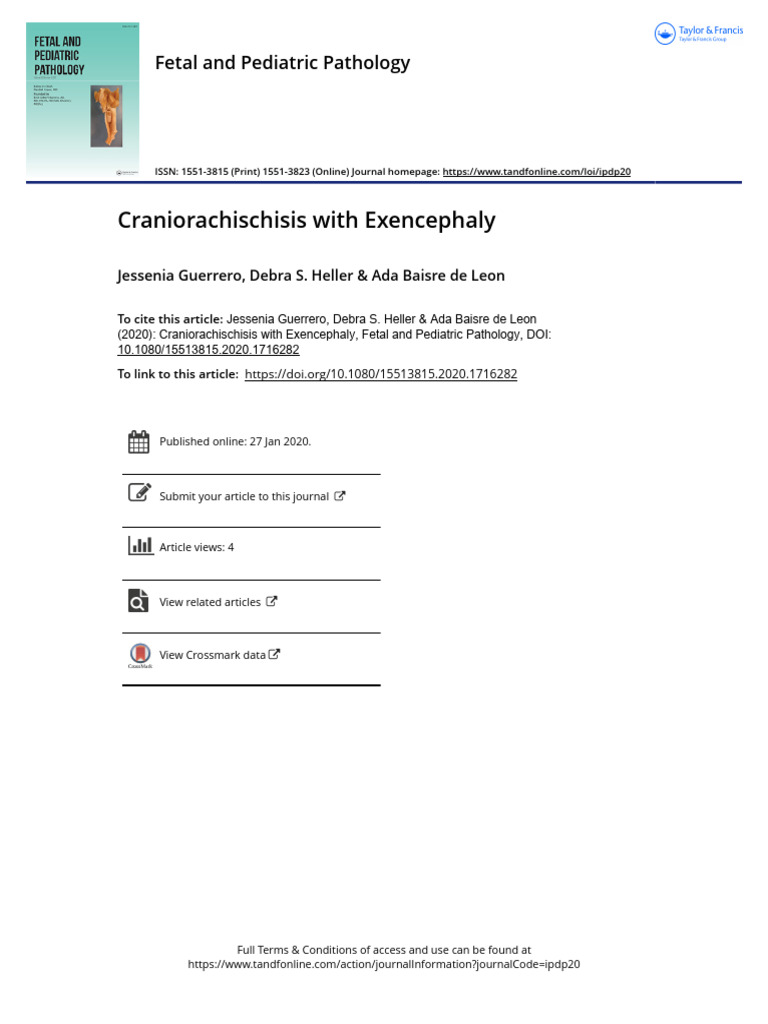 Craniorachischisis With Exencephaly: Fetal and Pediatric Pathology ...