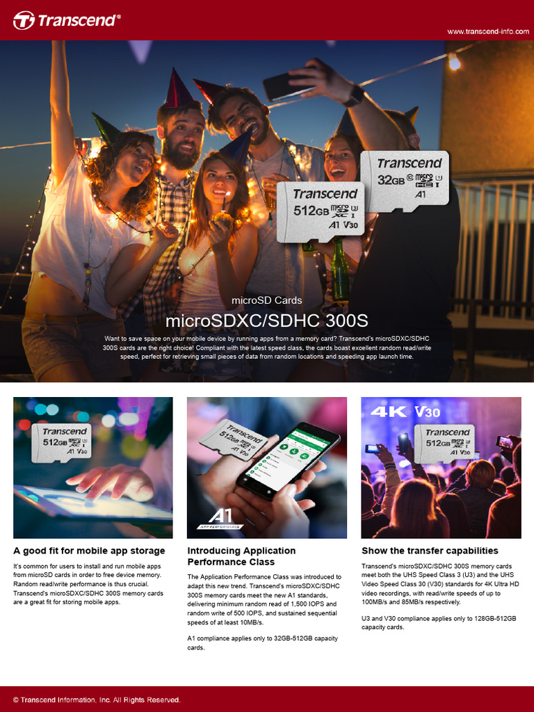 Transcend-microSDXC SDHC300S | PDF | Flash Memory | Computer Data Storage