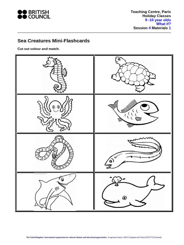 S4M1 Sea Creatures Mini Flashcards | PDF
