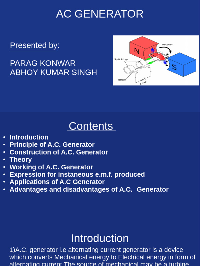 Ac Generator Presentation | PDF | Electric Generator | Alternating Current