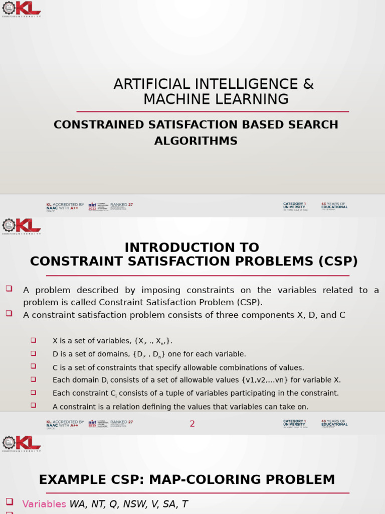 Session- 1 2 Co-2 Constrained Satisfaction Based Search Algorithms (1) | PDF | Computer ...