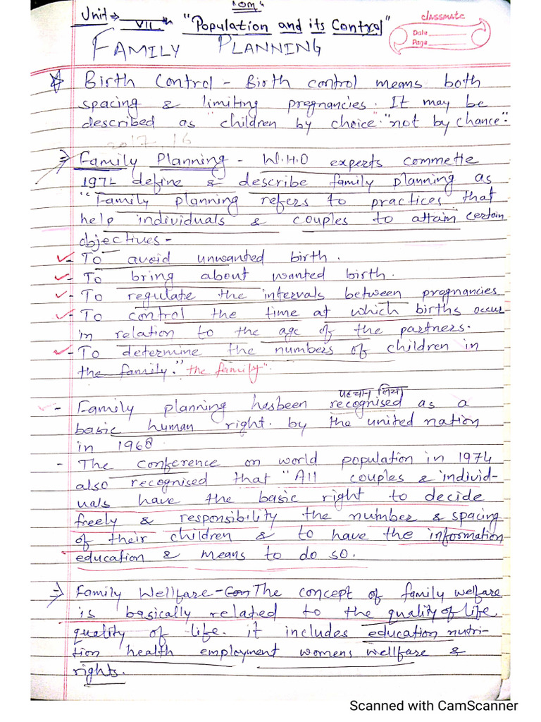 CHN Unit 7, Population and Its Control | PDF
