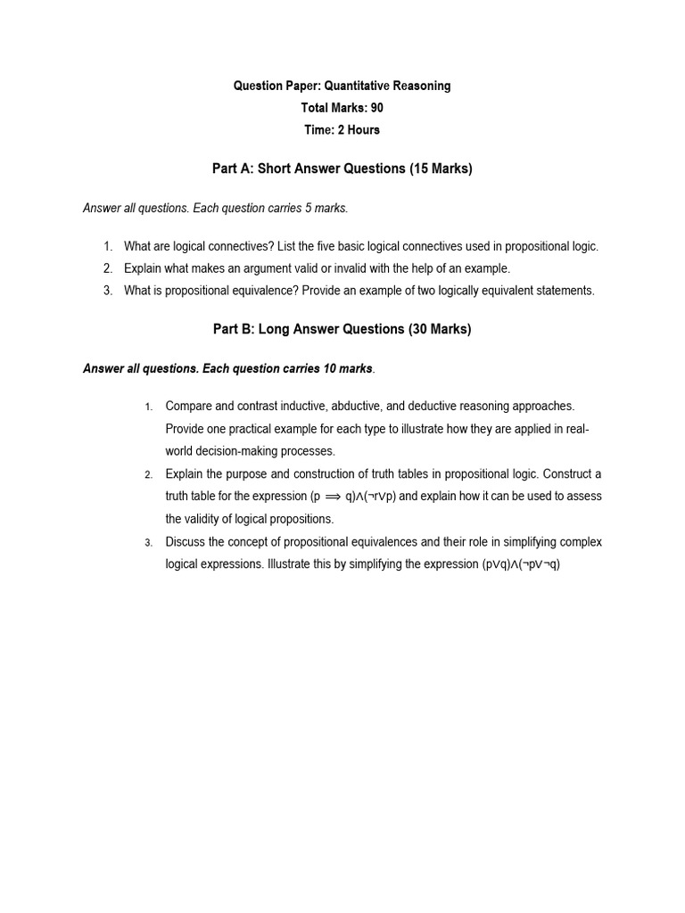2024 Logic Question Paper Overview | PDF | Logic | Argument