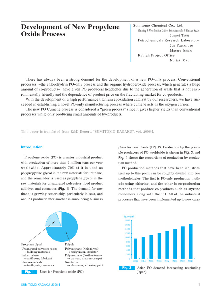 New Eco-Friendly Propylene Oxide Process | PDF | Catalysis | Chemical ...