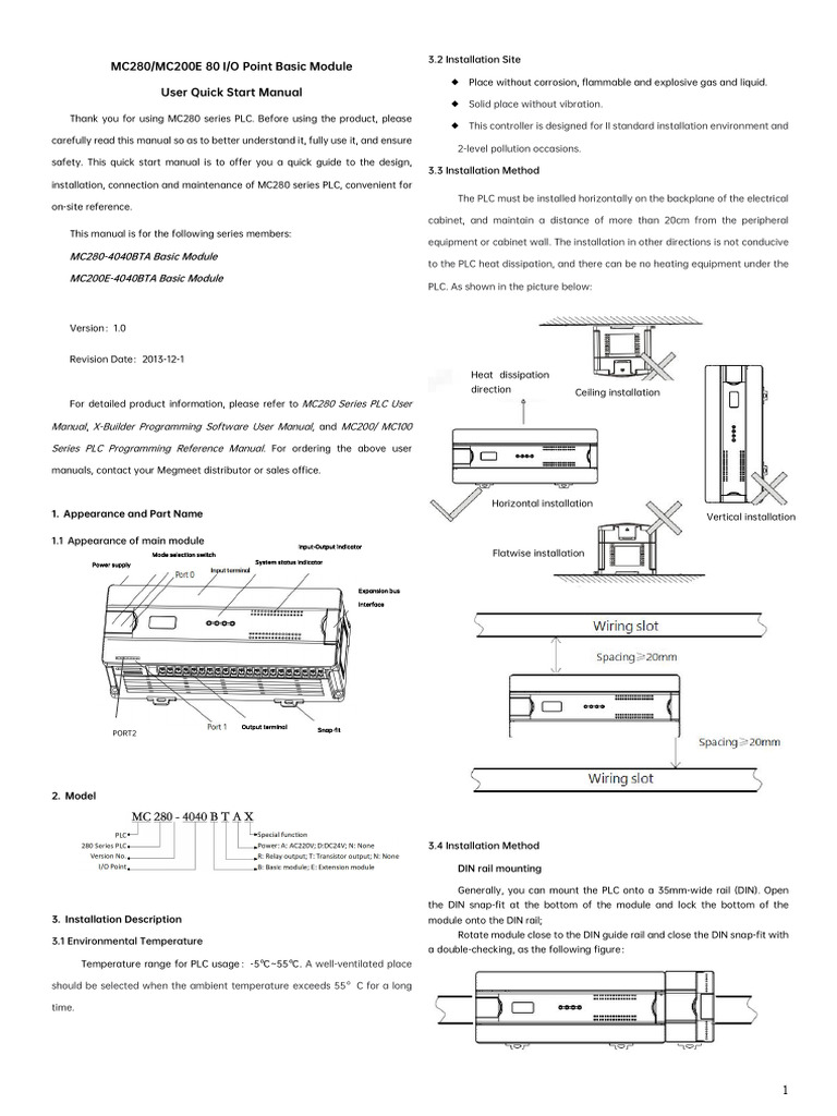 MC280 Series 80 IO Point Basic Module User Quick Start Manual | PDF | Programmable Logic ...