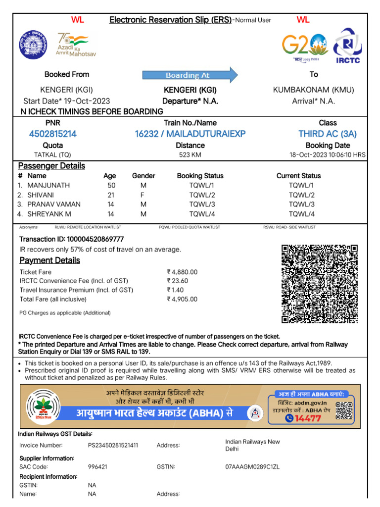 Railway Ticket | PDF | Identity Document | Payments