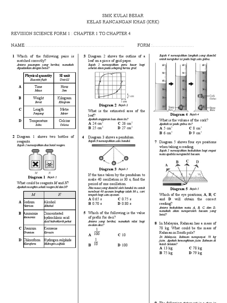 Form 1 - Science - Part 1 | PDF