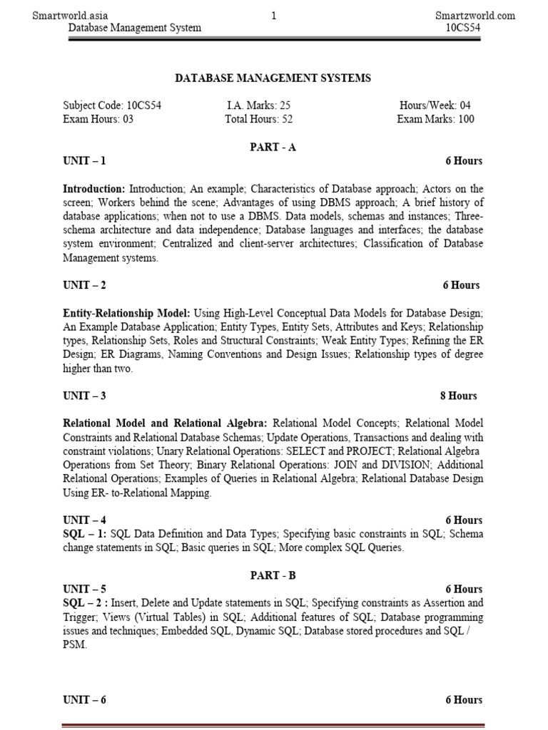 Cse V Database Management Systems | PDF | Databases | Relational Database