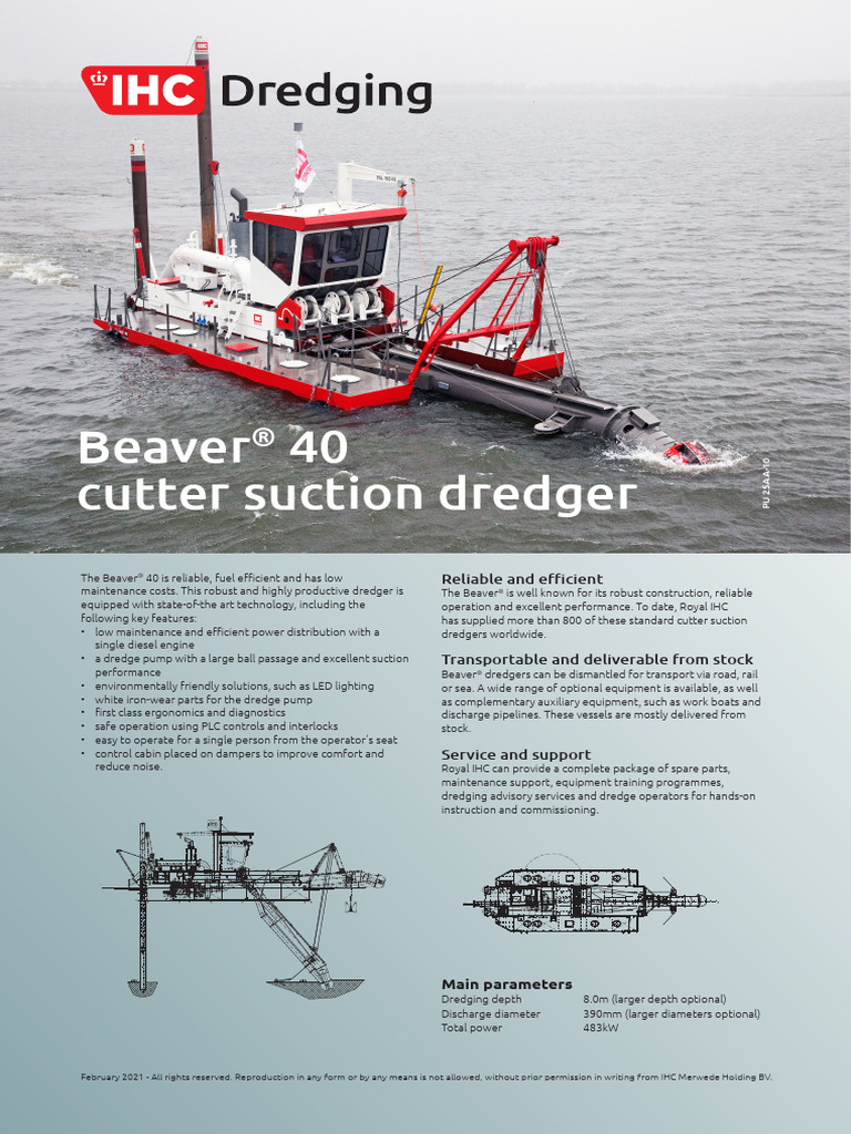 IHC Productsheet Beaver 40 - PU 25AA-10 - 0 | PDF | Dredging | Pump
