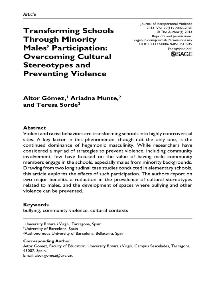 Transforming Schools Through Minority Males Participation Overcoming ...