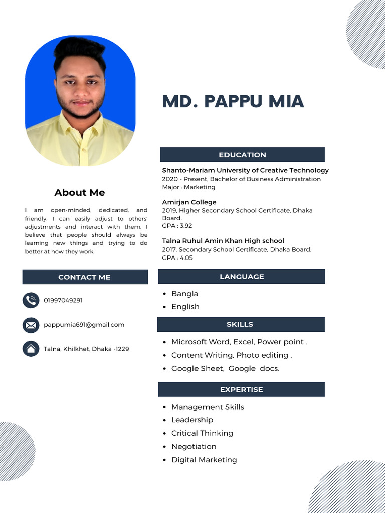 Md. Pappu Mia: About Me | PDF